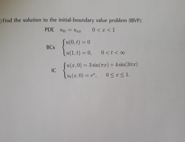 Solved Find the solution to the initial-boundary value | Chegg.com
