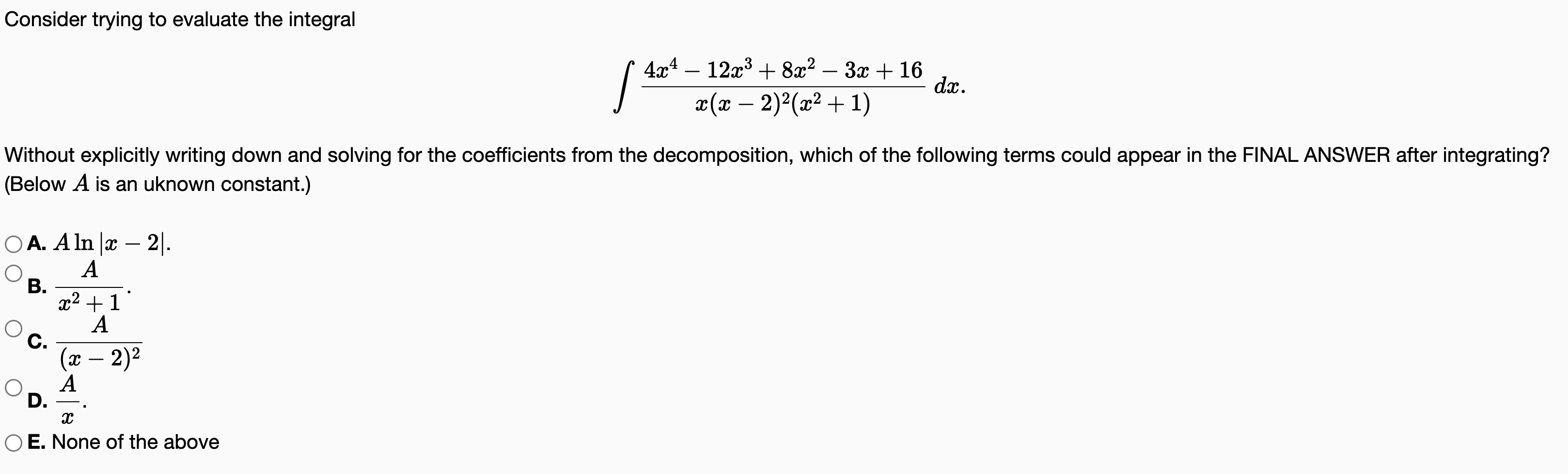 Solved Consider trying to evaluate the integral S 4x4 – 12x3 | Chegg.com