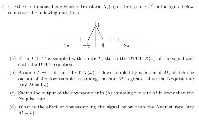 7. Use the Continuous-Time Fourier Transform Xc(ω) of | Chegg.com