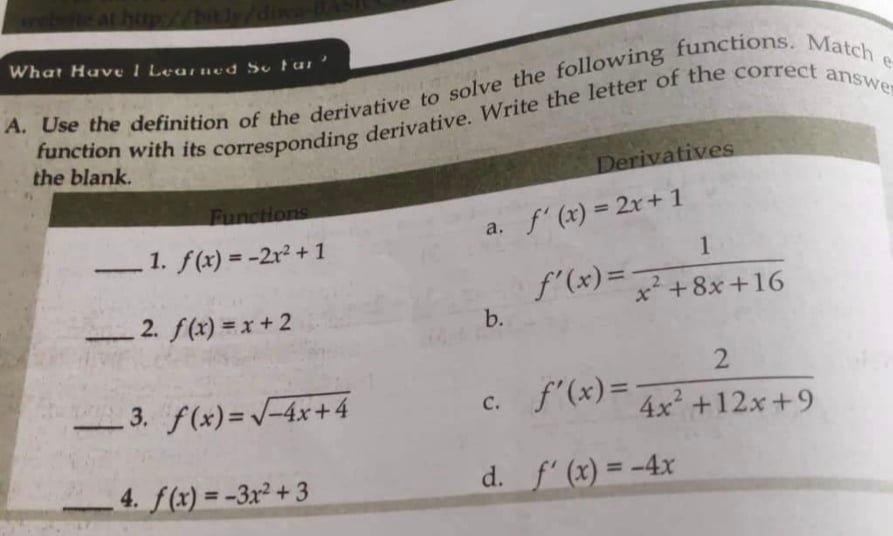 Solved use the definition of the derivative to solve the | Chegg.com