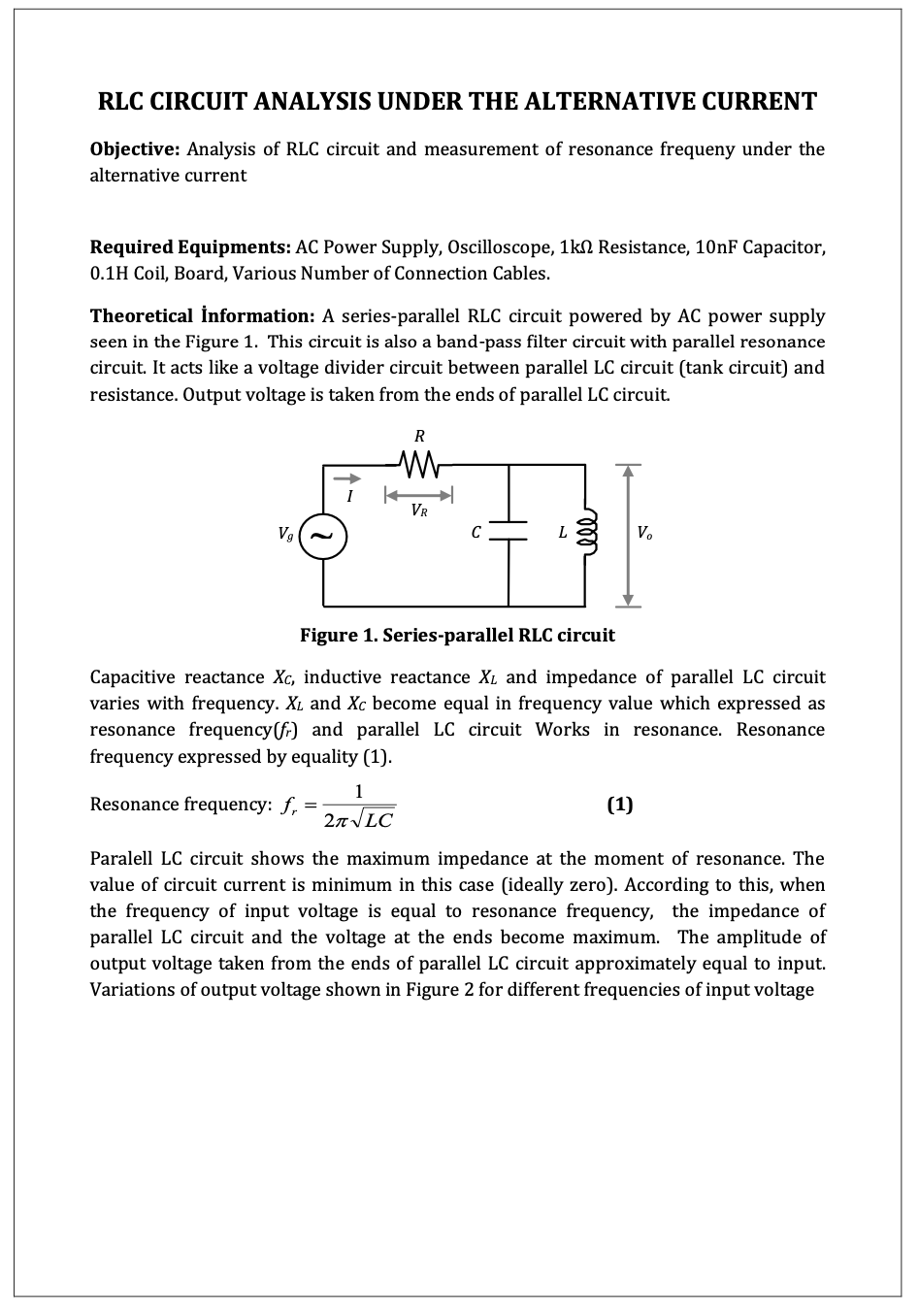 Solved RLC CIRCUIT ANALYSIS UNDER THE ALTERNATIVE CURRENT | Chegg.com