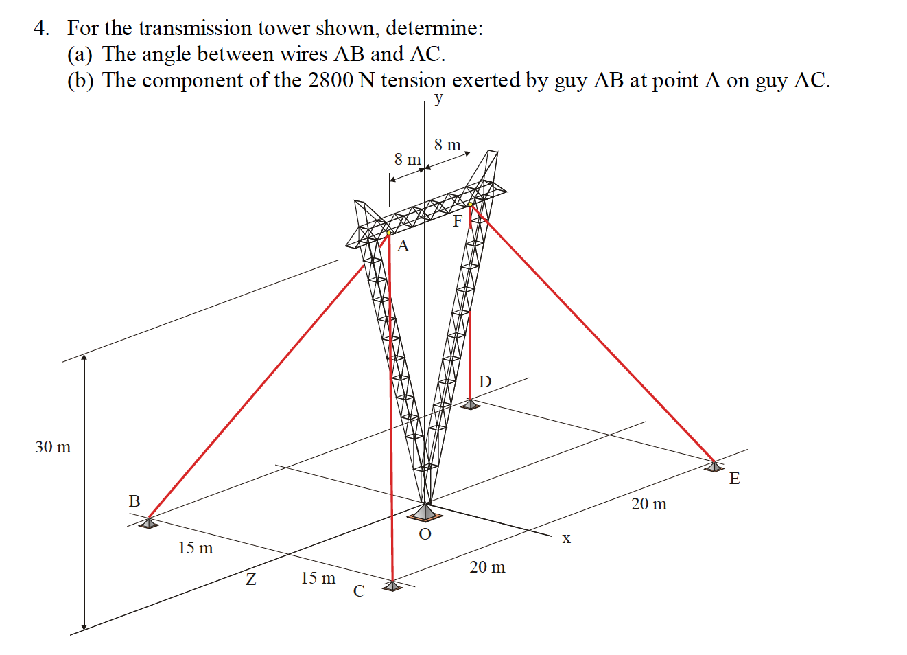 Solved 4. For the transmission tower shown, determine: (a) | Chegg.com