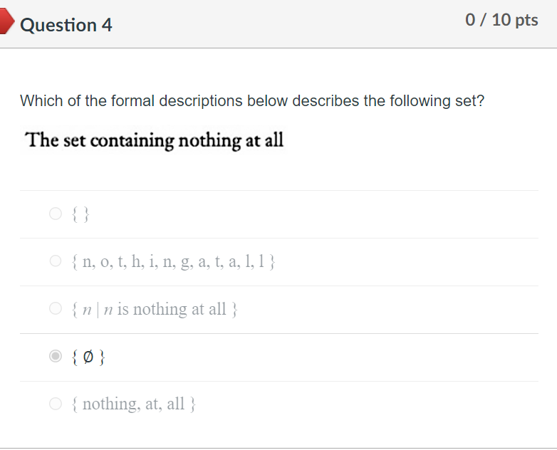 Solved Question 4010 ﻿ptsWhich of the formal descriptions | Chegg.com