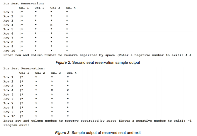 Solved Write a simple bus seat reservation program. The bus | Chegg.com
