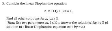 Solved 3. Consider the linear Diophantine equation | Chegg.com