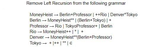 Solved Remove Left Recursion from the following grammar | Chegg.com