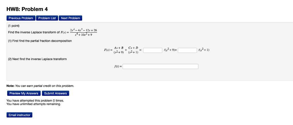 Solved HW8: Problem 4 Prevlous Problem Problem List Next | Chegg.com