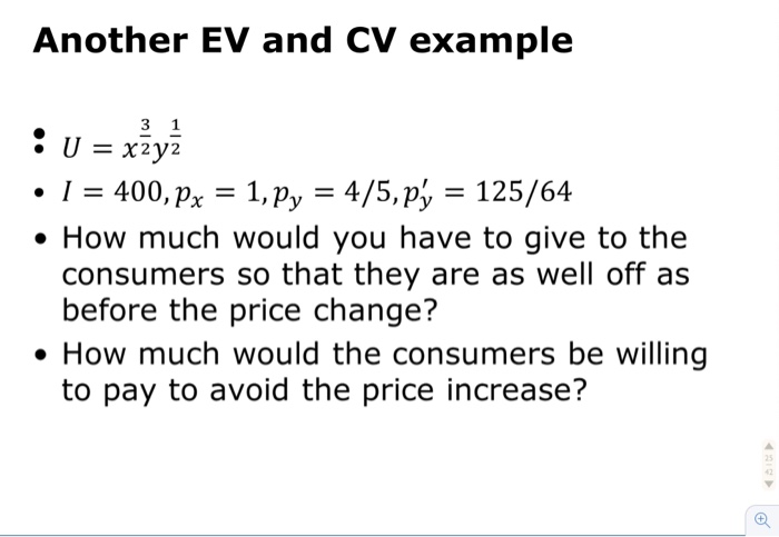 Solved Another EV and CV example 1-400,Px-1,py | Chegg.com