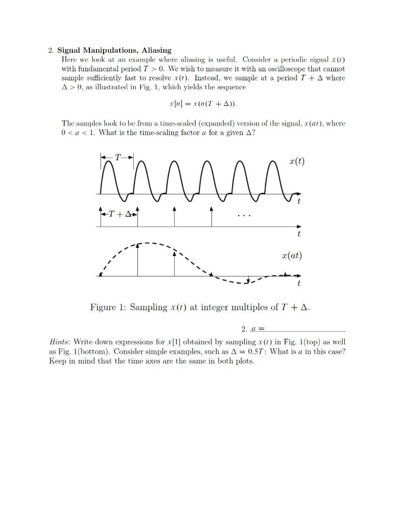 2. Signal Manipulations, Aliasing Here we look at an | Chegg.com