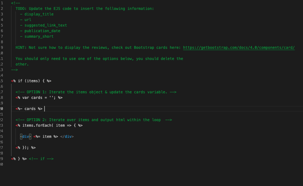 Part A: Section 4. Updating reviews.ejs Expand Mark | Chegg.com
