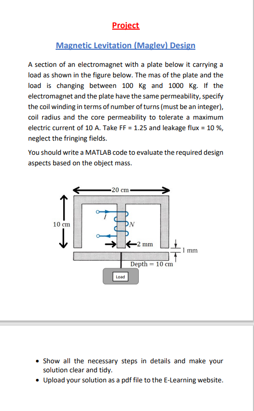 Project Magnetic Levitation (Maglev) Design A section | Chegg.com