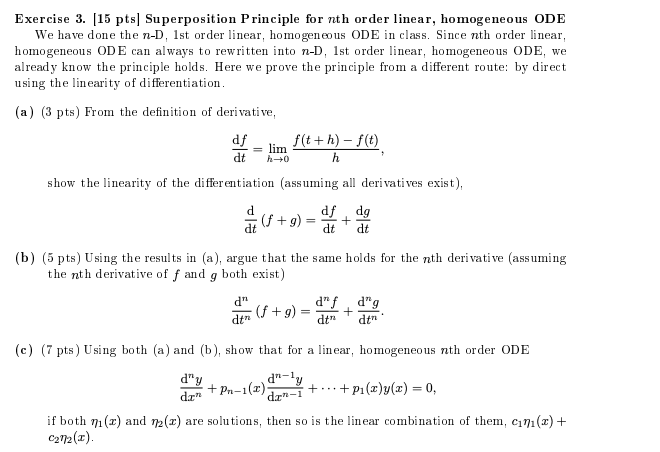 Solved Exercise 3. 15 pts] Superposition Principle for nth | Chegg.com