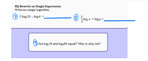 Solved III) Rewrite as Single Expression Write as a single | Chegg.com