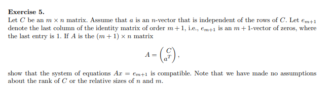 Solved Exercise 5. Let C be an mxn matrix. Assume that a is | Chegg.com