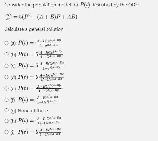 Solved Consider the population model for P(t) described by | Chegg.com