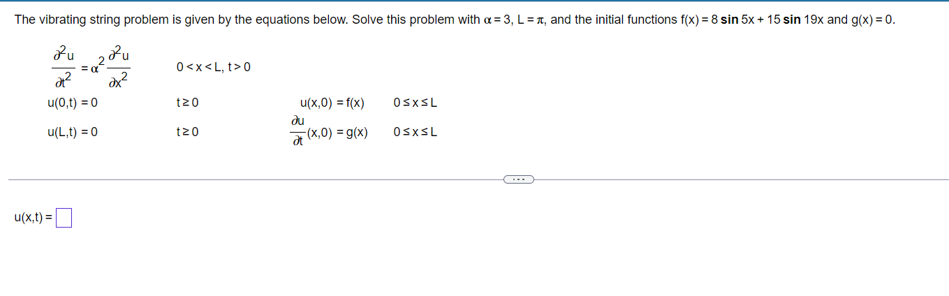 Solved The Vibrating String Problem Is Given By The 