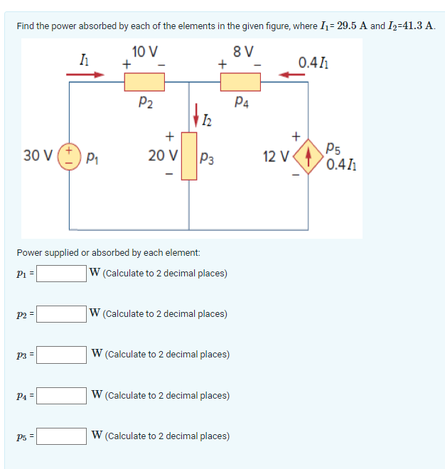 Solved Find the power absorbed by each of the elements in | Chegg.com