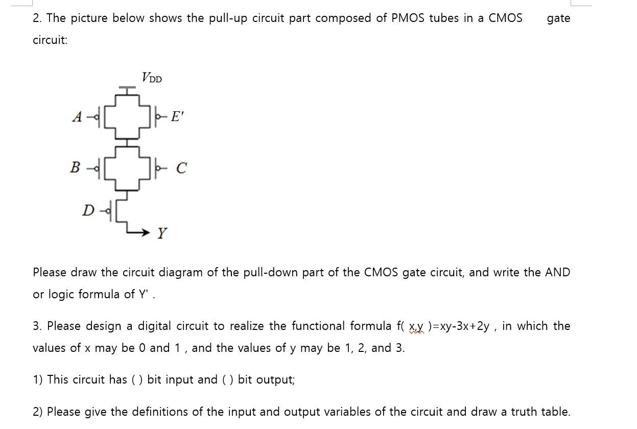 Solved 2. The picture below shows the pull-up circuit part | Chegg.com