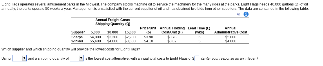 Solved Options for first drop down are (Winkler) and | Chegg.com