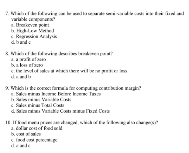Solved 6. Which of the following describes a semi-variable | Chegg.com
