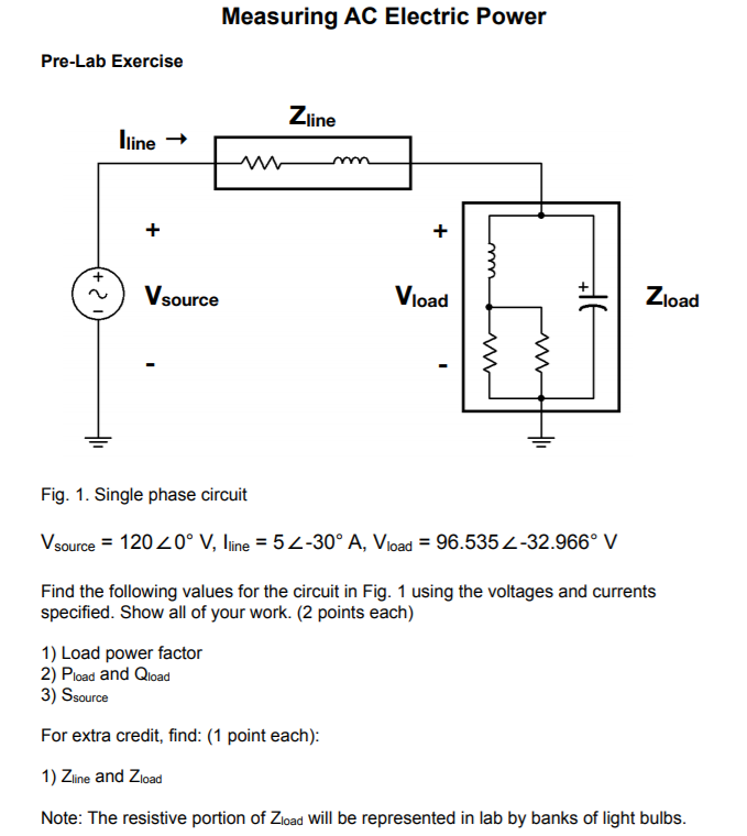Solved Measuring AC Electric Power Pre-Lab Exercise Zline | Chegg.com