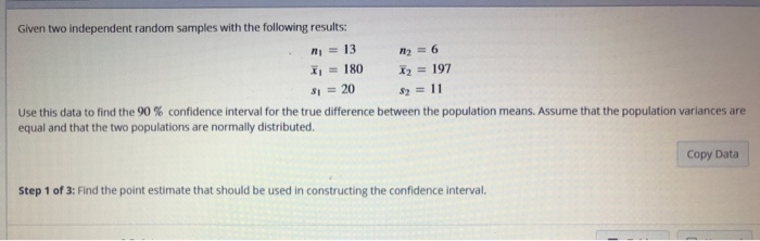 Solved Given two independent random samples with the | Chegg.com