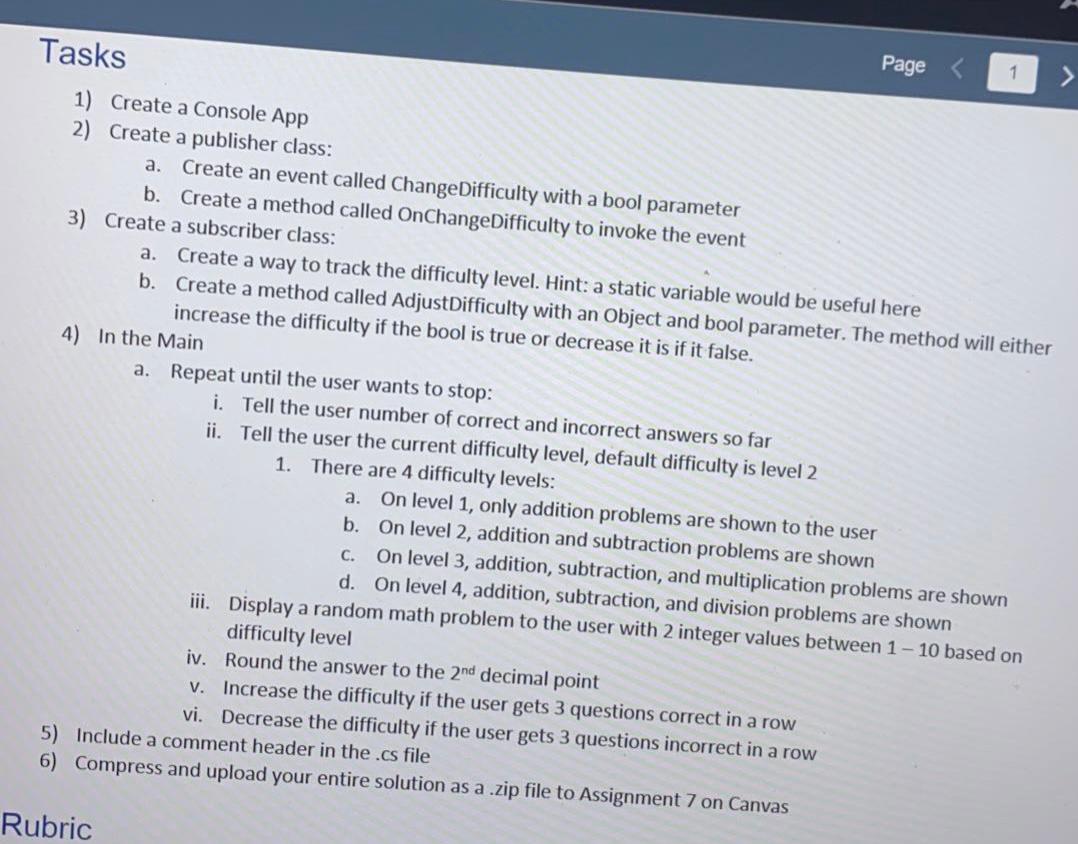 Solved a. Create an event called Changedifficulty with a | Chegg.com