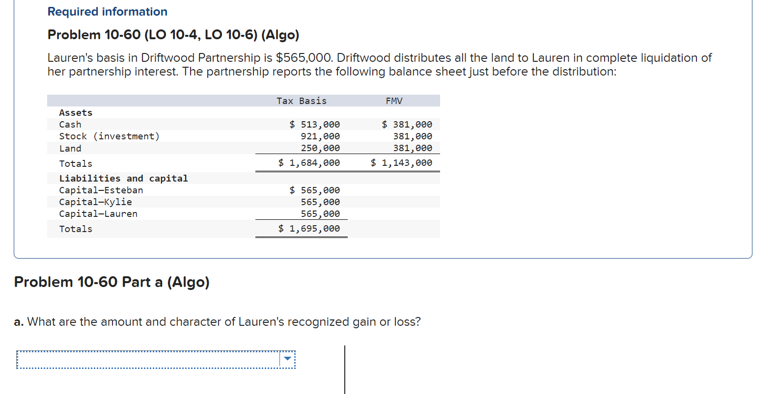 Solved Required information Problem 10-60 (LO 10-4, LO 10-6) | Chegg.com
