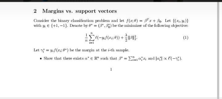 2 Margins vs. support vectors Consider the binary | Chegg.com