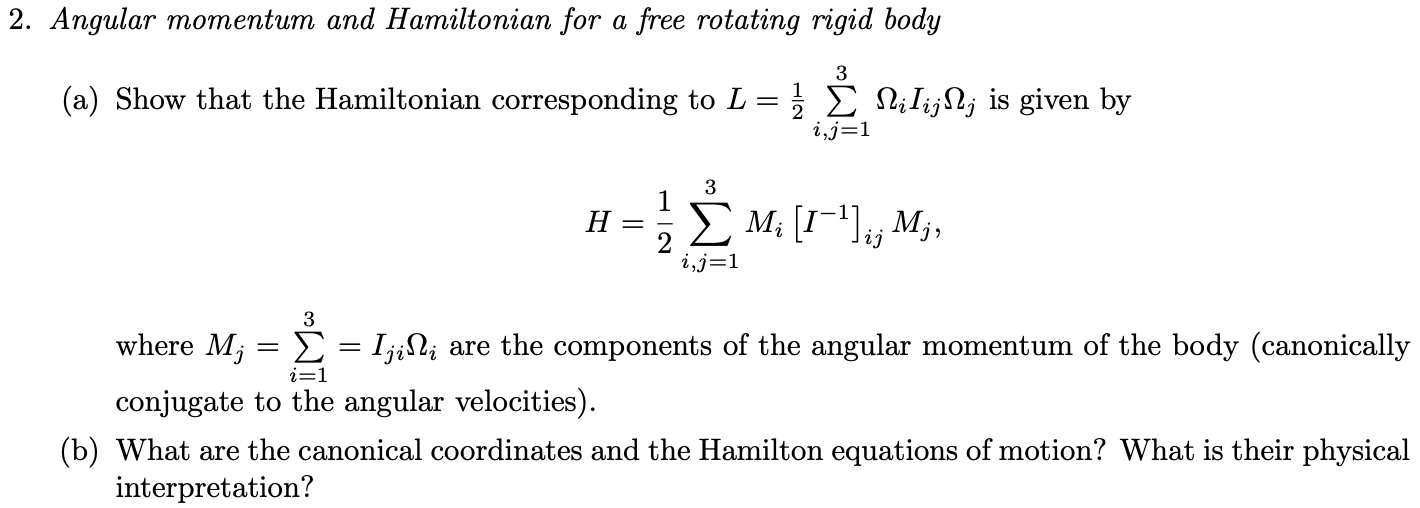 Solved 2 Angular Momentum And Hamiltonian For A Free