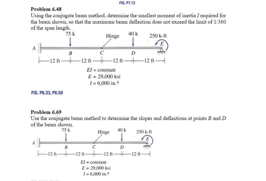 Solved Problem 6.48 Using the conjugate beam method, | Chegg.com