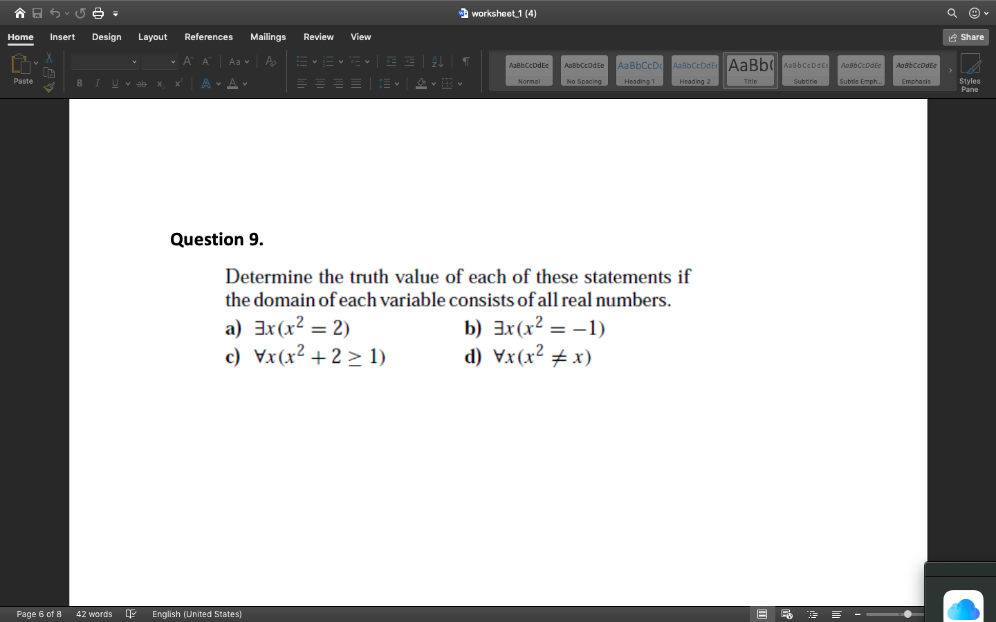 Solved Share 3 H 5 5 6 7 Home Insert Design Layout | Chegg.com