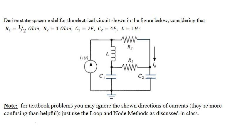 Solved Derive state-space model for the electrical circuit | Chegg.com