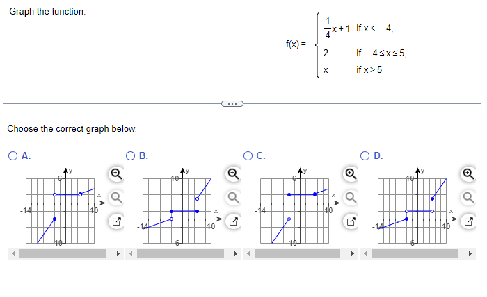 Solved Graph the function. f(x)=⎩⎨⎧41x+12x if x