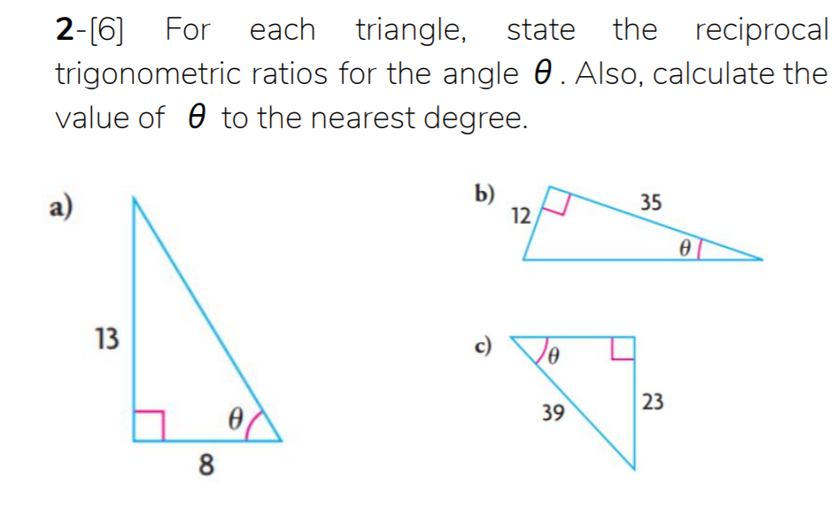Solved 2-[6] For each triangle, state the the reciprocal | Chegg.com