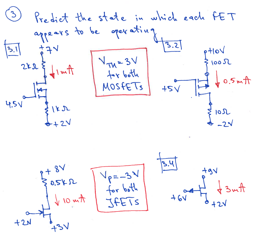 Solved (3) Predict the state in which each FET appears to be | Chegg.com