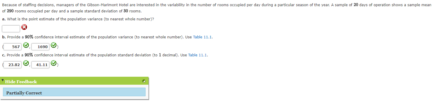 Solved of 290 rooms occupied per day and a sample standard | Chegg.com