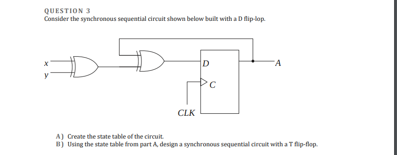 Solved QUESTION 3 Consider the synchronous sequential | Chegg.com