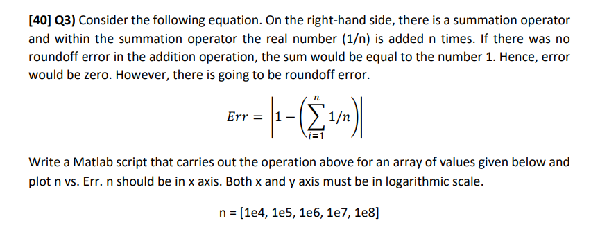 Solved [40] Q3) Consider the following equation. On the | Chegg.com