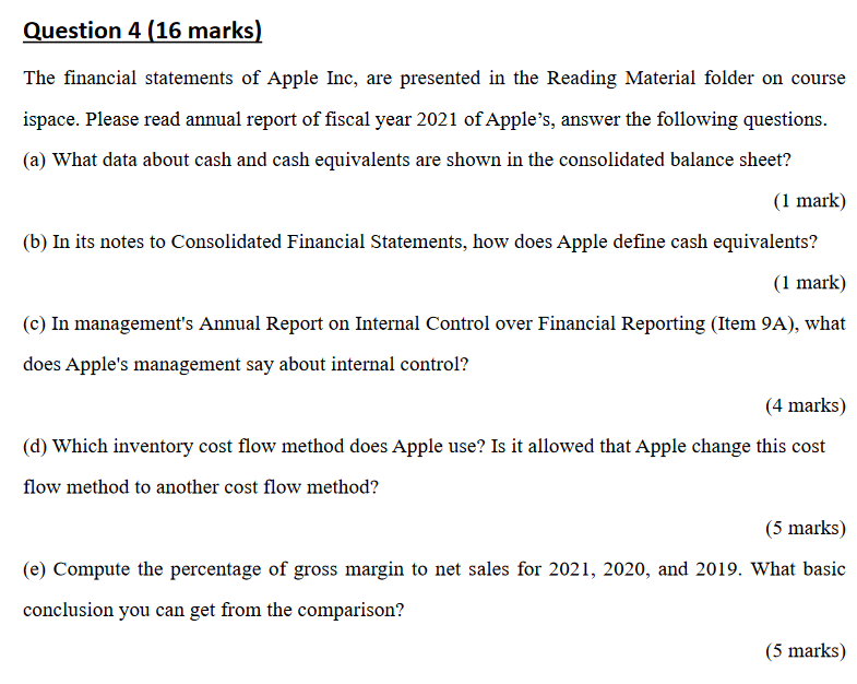 Solved Question 4 (16 marks) The financial statements of | Chegg.com