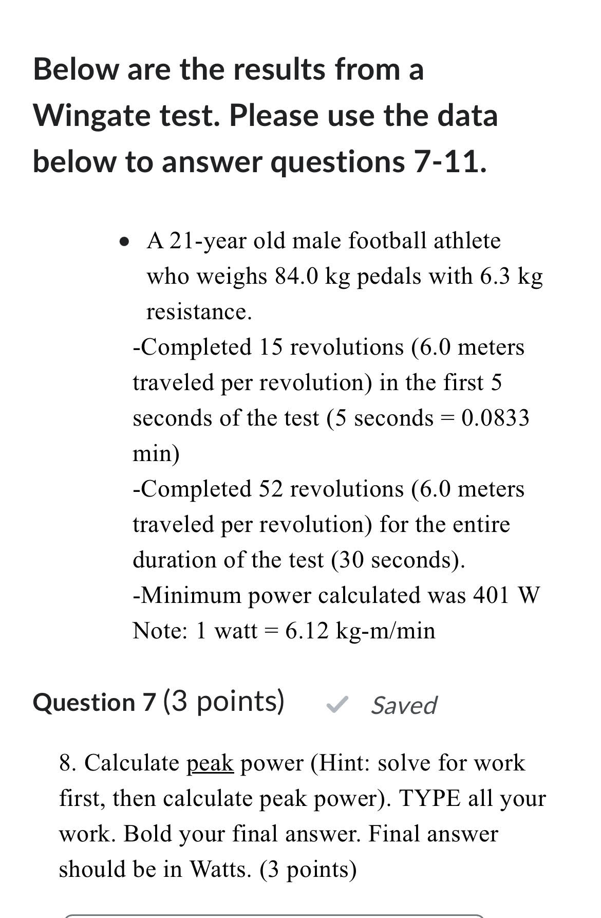 Solved Calculate relative peak power. TYPE all your work. | Chegg.com