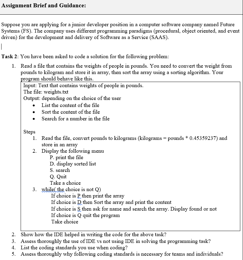 Solved Assignment Brief and Guidance: Suppose you are | Chegg.com
