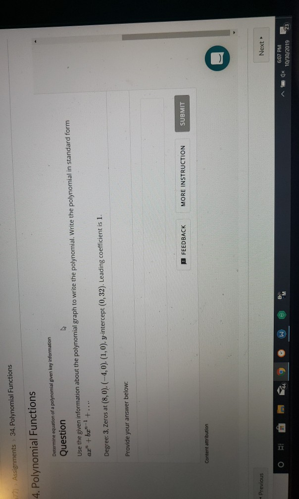 Solved 277) Assignments 34. Polynomial Functions 4. | Chegg.com
