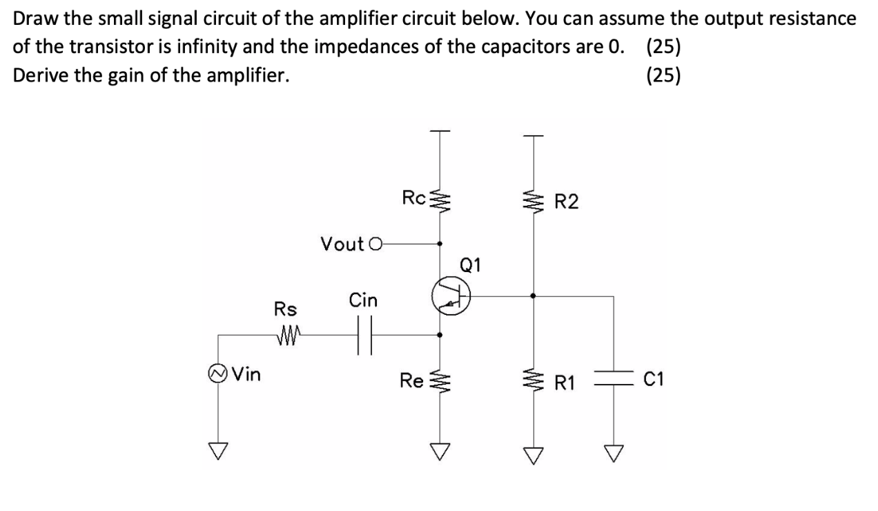Solved Draw the small signal circuit of the amplifier | Chegg.com