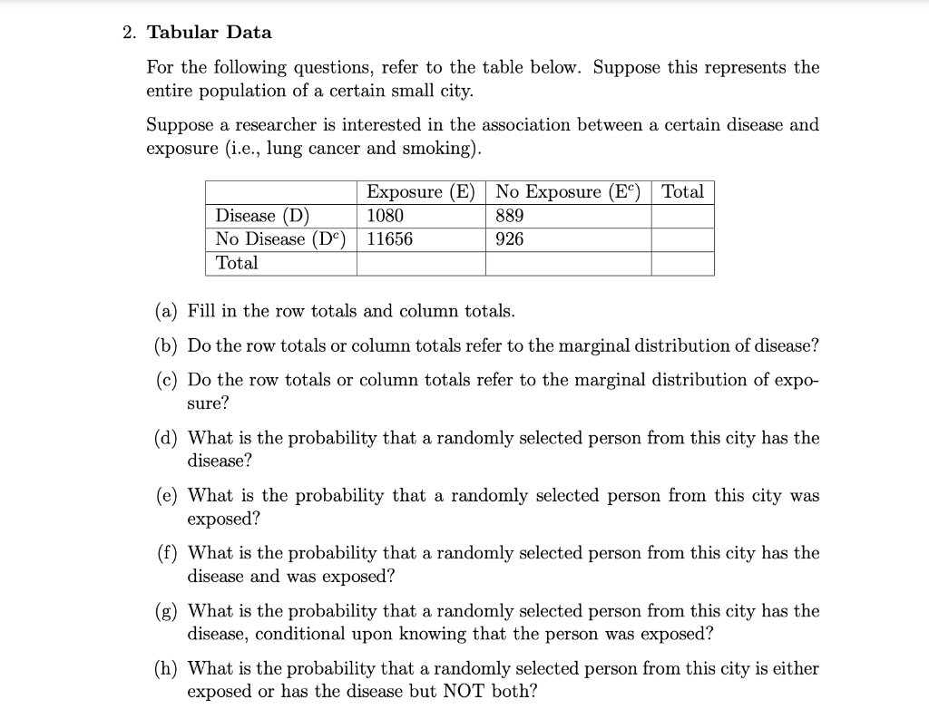 Solved Tabular Data For the following questions, refer to | Chegg.com
