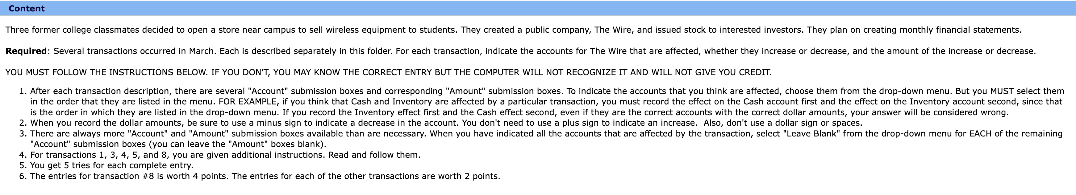 Solved "Account" submission boxes (you can leave the | Chegg.com