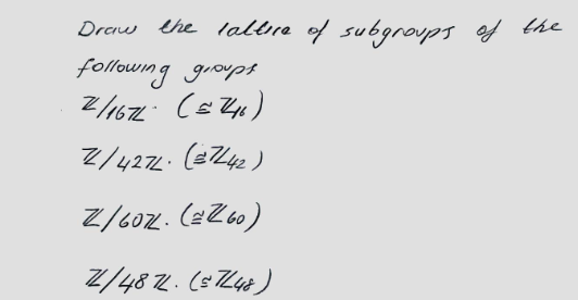 Solved Draw the lattice of subgroups of the following groups | Chegg.com
