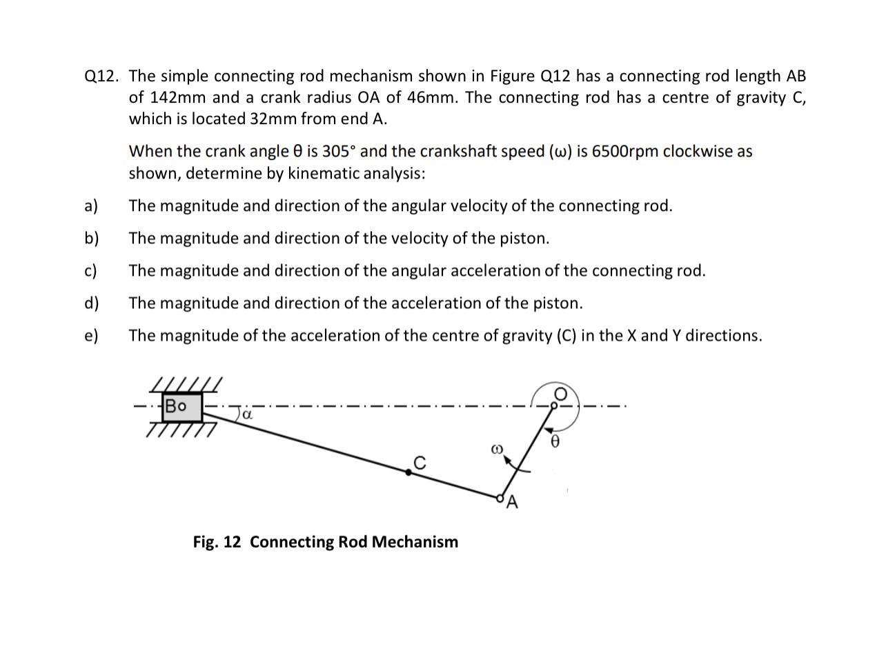 Solved Q12. The simple connecting rod mechanism shown in | Chegg.com