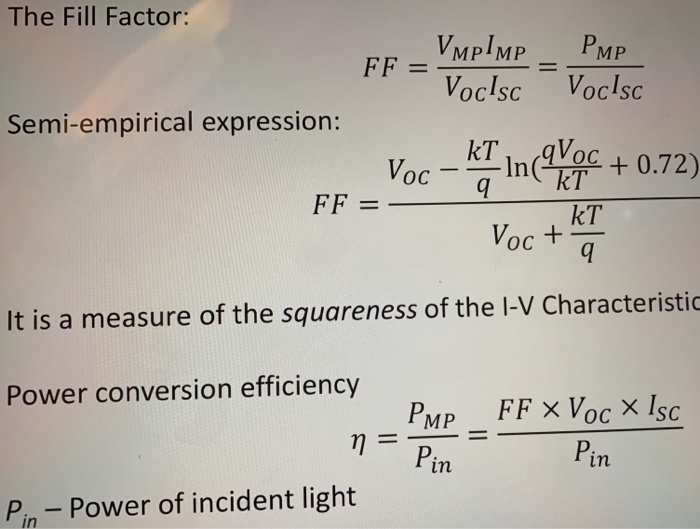 Solved Please calculate the fill factor and energy | Chegg.com