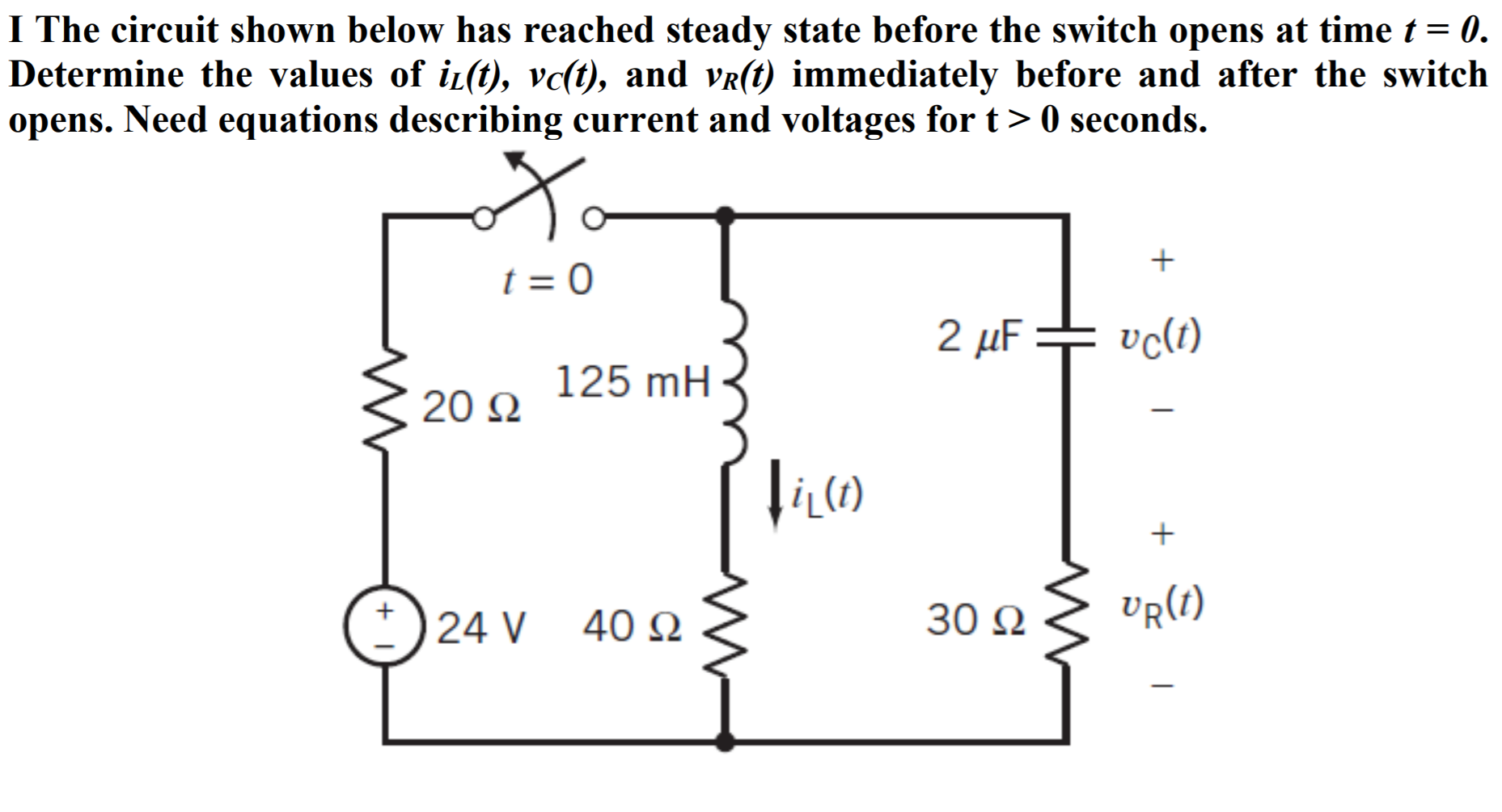 Solved I The circuit shown below has reached steady state | Chegg.com